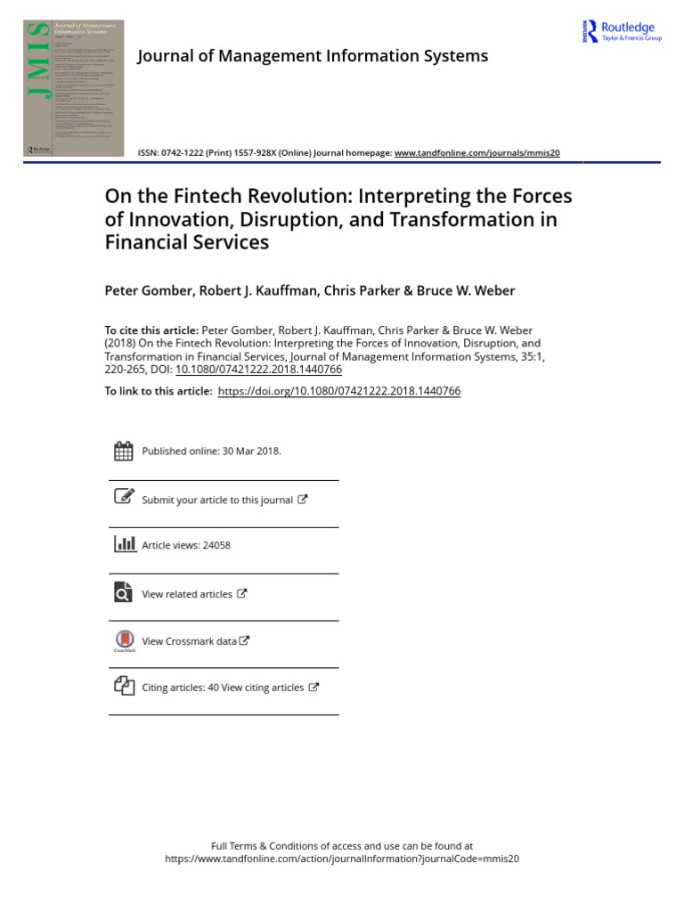 On the Fintech Revolution Interpreting the Forces of Innovation ...