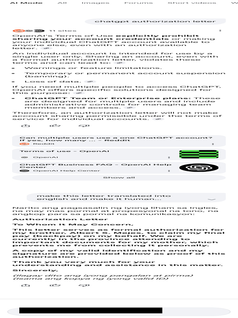 Chatgpt Authorization Letter - Google Search | PDF