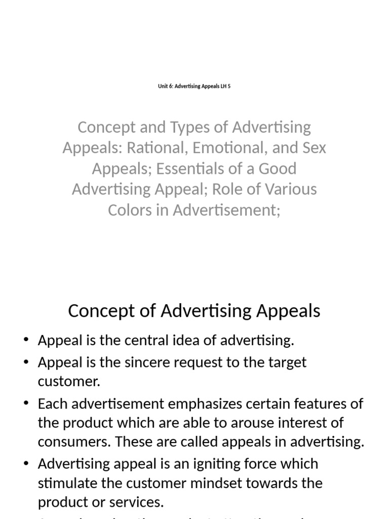 Types of Advertising Appeals Explained | PDF | Advertising | Brand