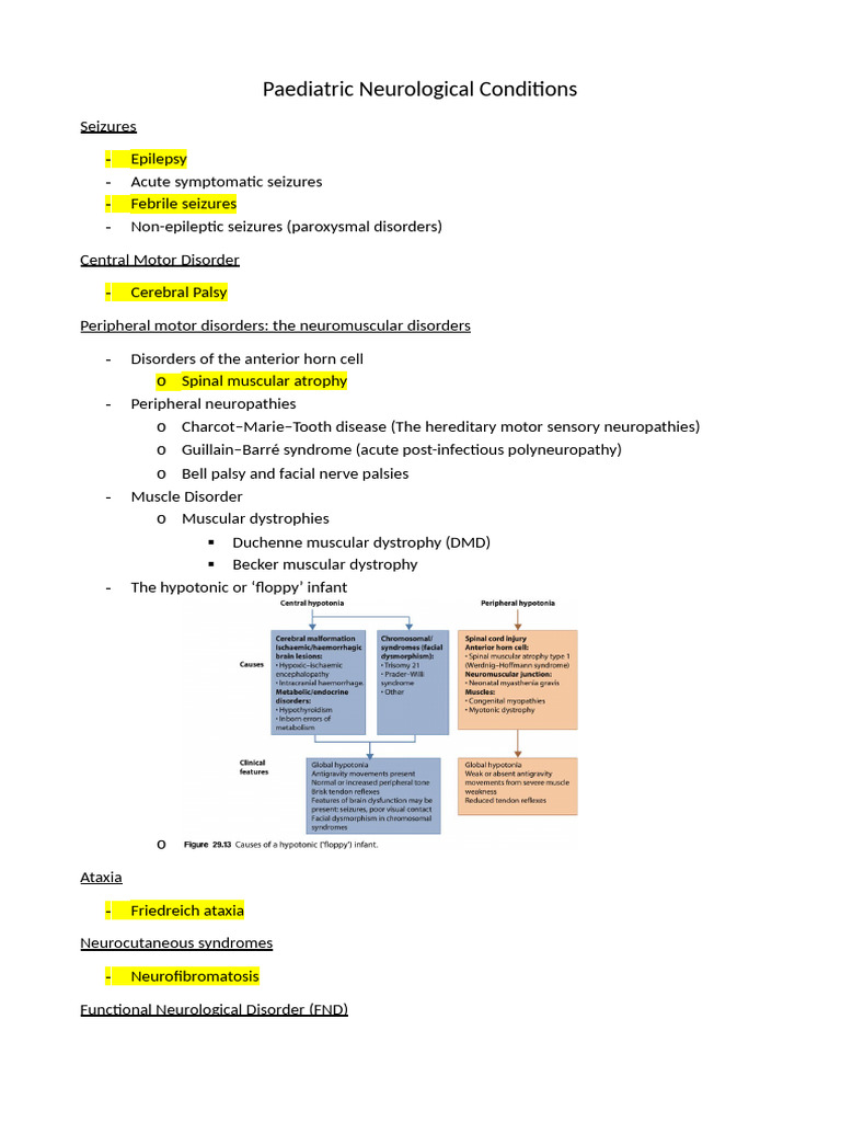 Pediatric Neurological Disorders Overview | PDF | Cerebral Palsy ...