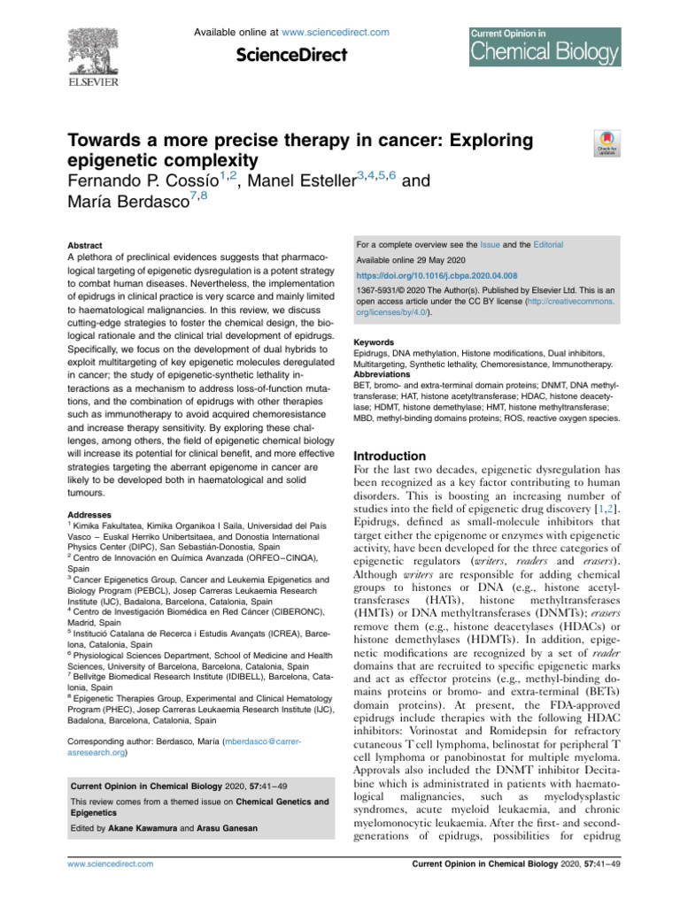 Towards A More Precise Therapy in Cancer Explor 2020 Current Opinion in ...