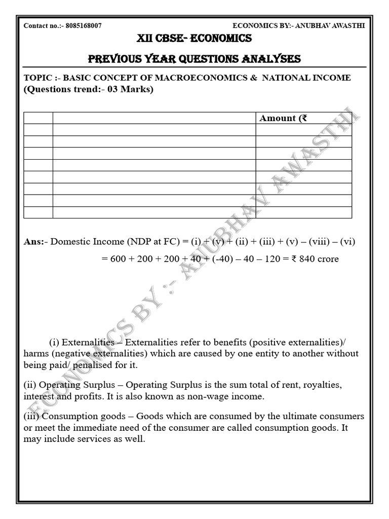 Macro Economics: National Income Analysis | PDF | Measures Of National ...