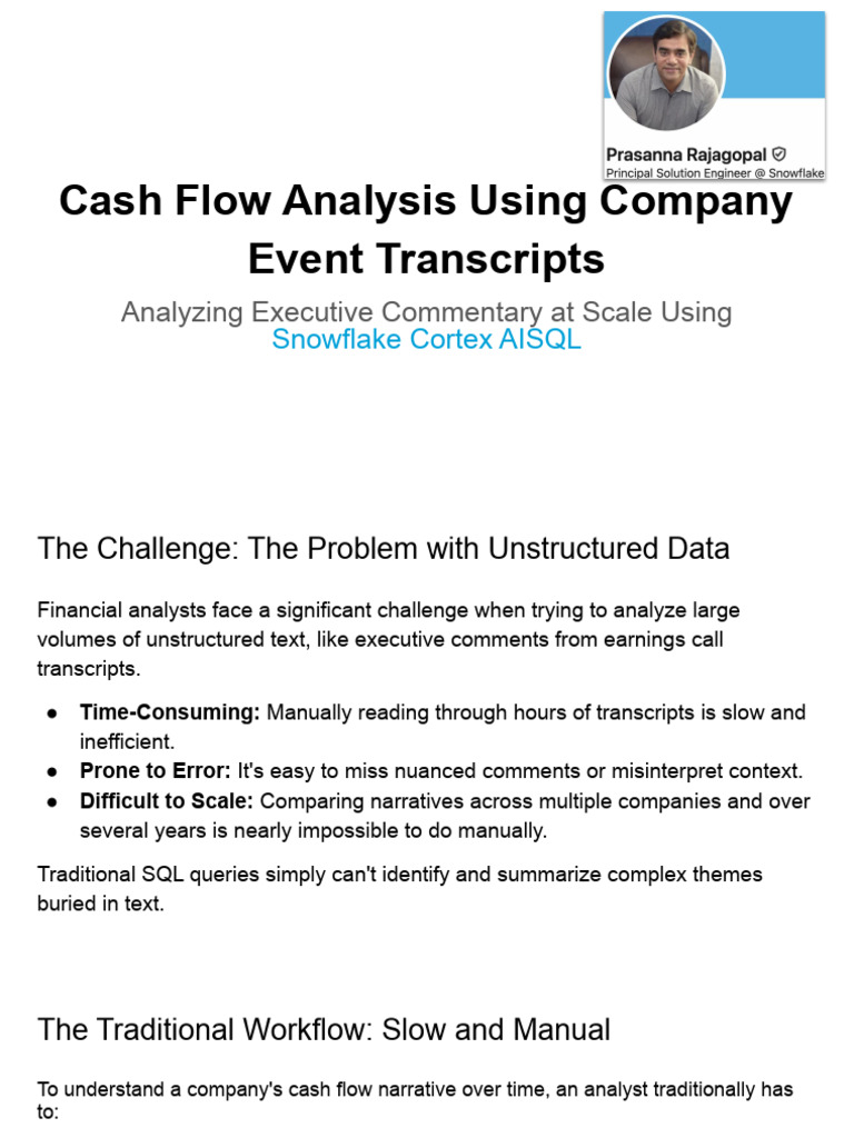 Analysis of Transcripts Using Snowflake Cortex AISQL 1757213397 | PDF ...
