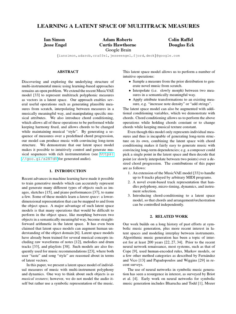 Latent Space Model for Multitrack Music | PDF