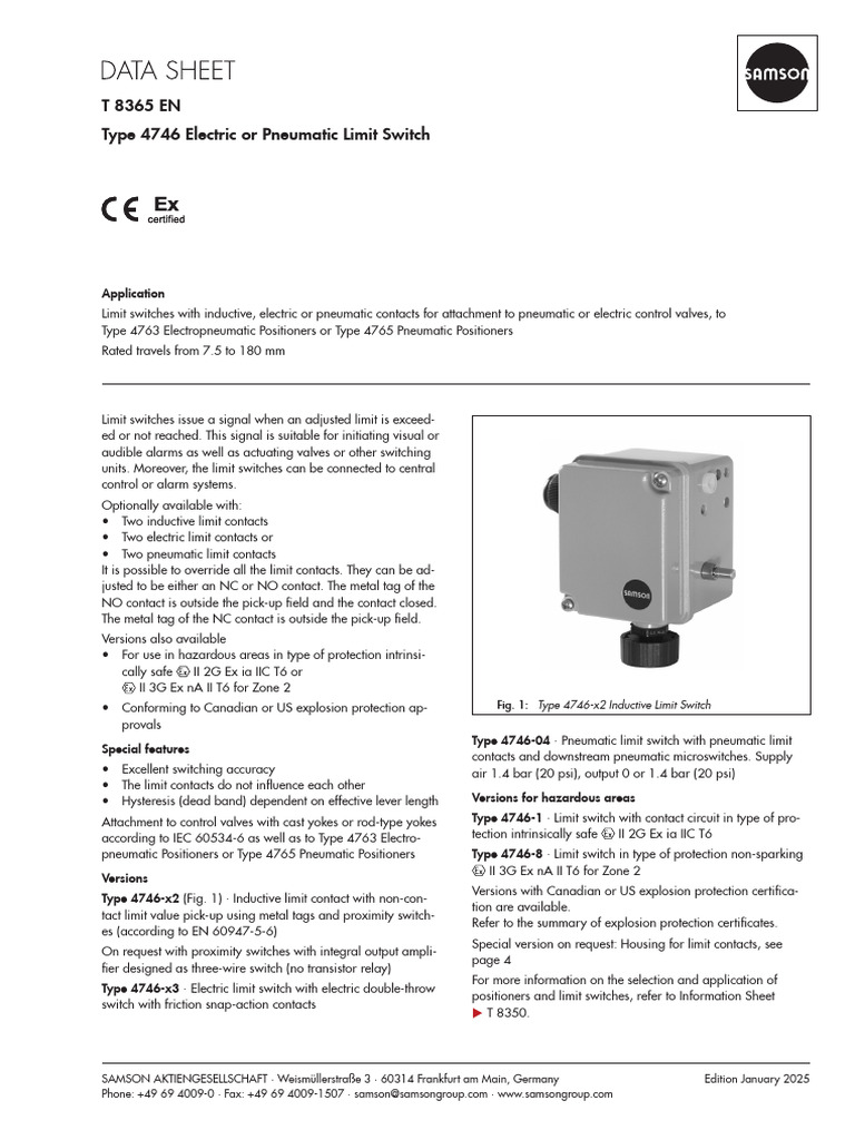 Samson Limit Switch 4746 | PDF | Switch | Manufactured Goods