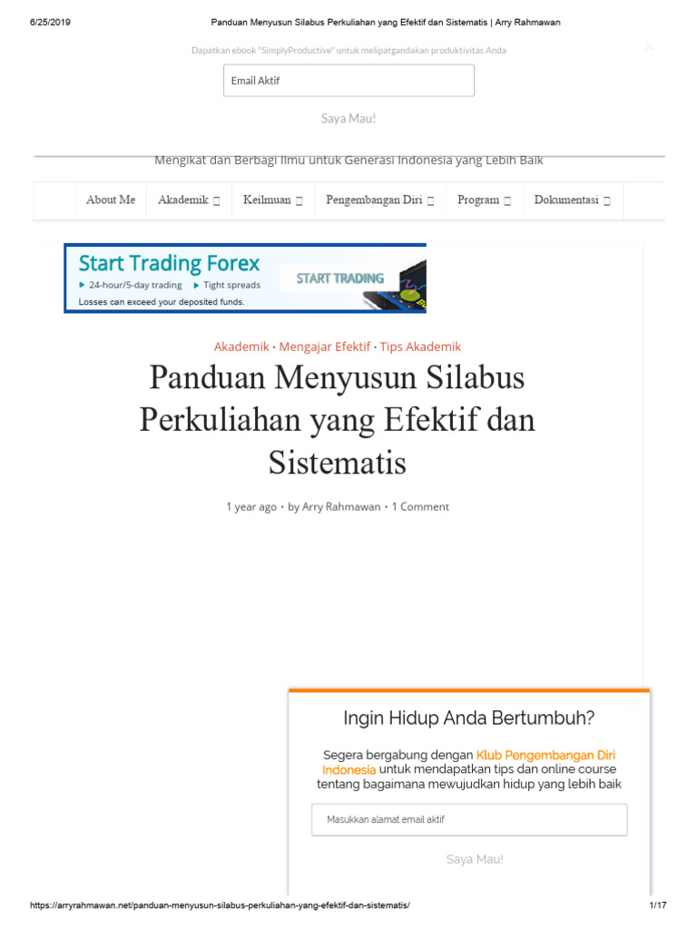 Panduan Silabus Perkuliahan Efektif | PDF
