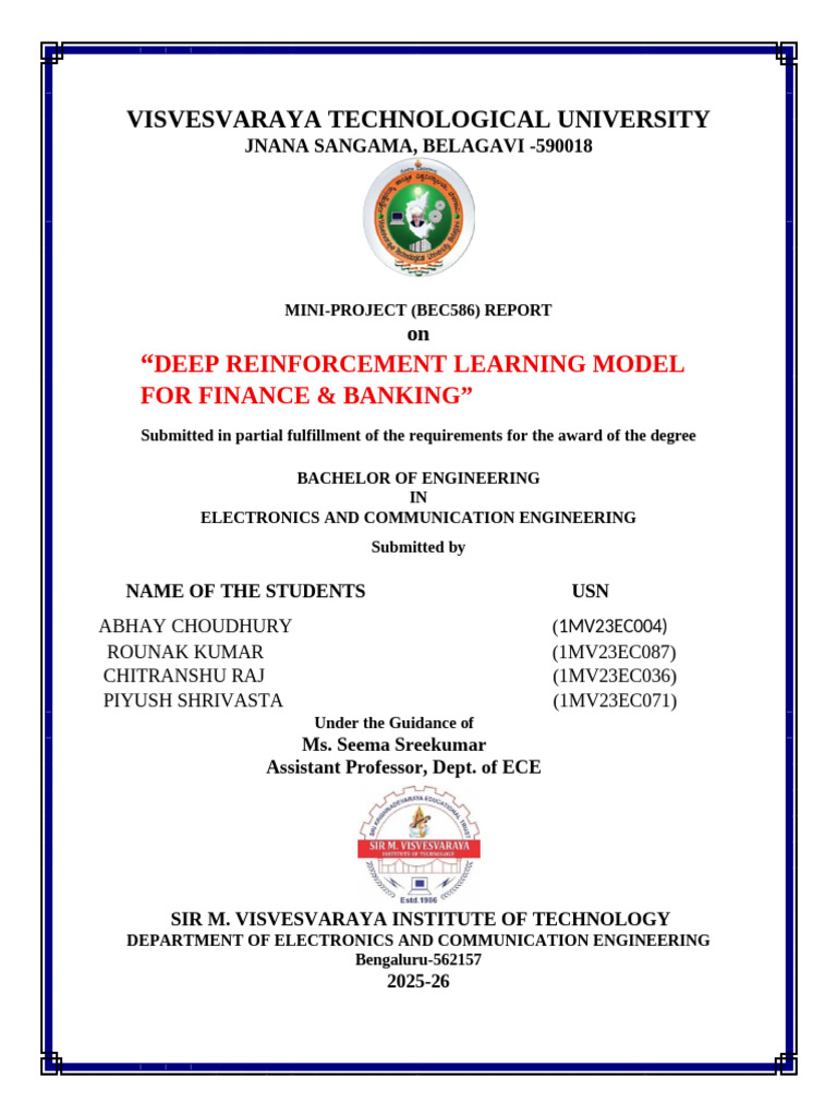 Mini Project Final report final version (DRL) | PDF | Artificial Intelligence | Intelligence (AI ...