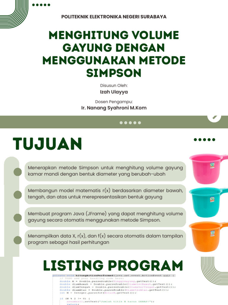Menghitung Volume Gayung Dengan Menggunakan Metode Simpson | PDF