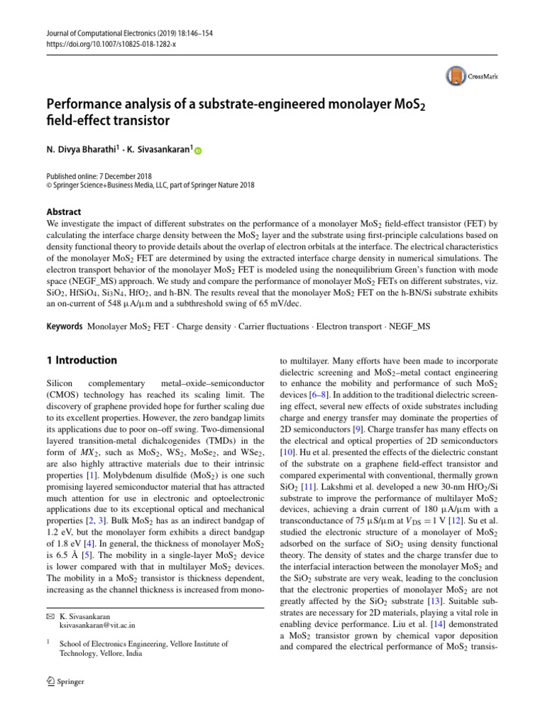Performance Analysis of A Substrate-Engineered Monolayer MoS2 | PDF ...