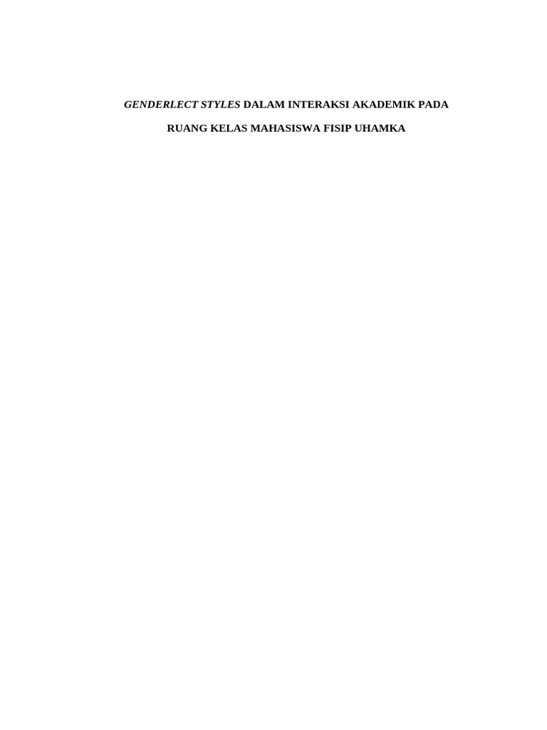 Genderlect Styles di Kelas FISIP UHAMKA | PDF