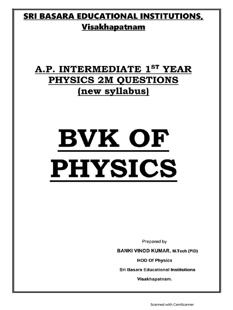 BVK of Physics-1 New Syllabus 2025 (2M) | PDF