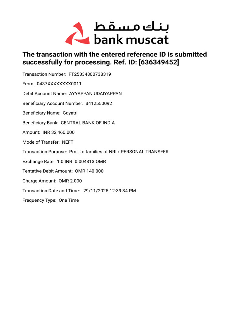BankMuscatReceipt-9 | PDF