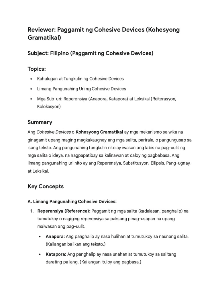 Cohesive Devices | PDF
