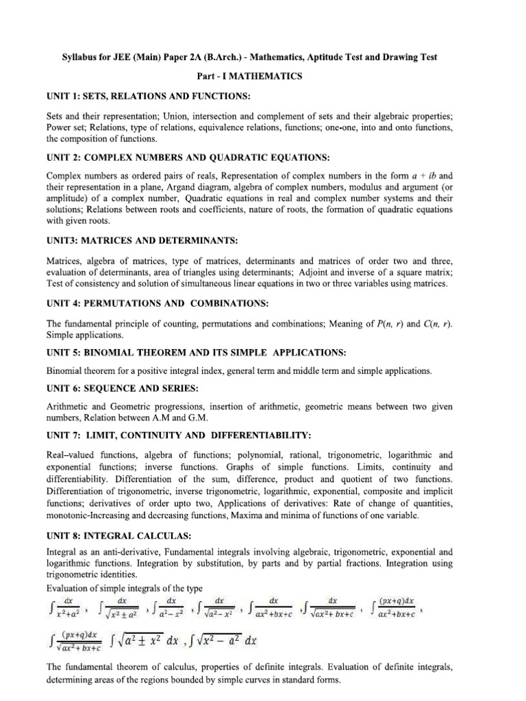 JEE Main B Arch Syllabus | PDF