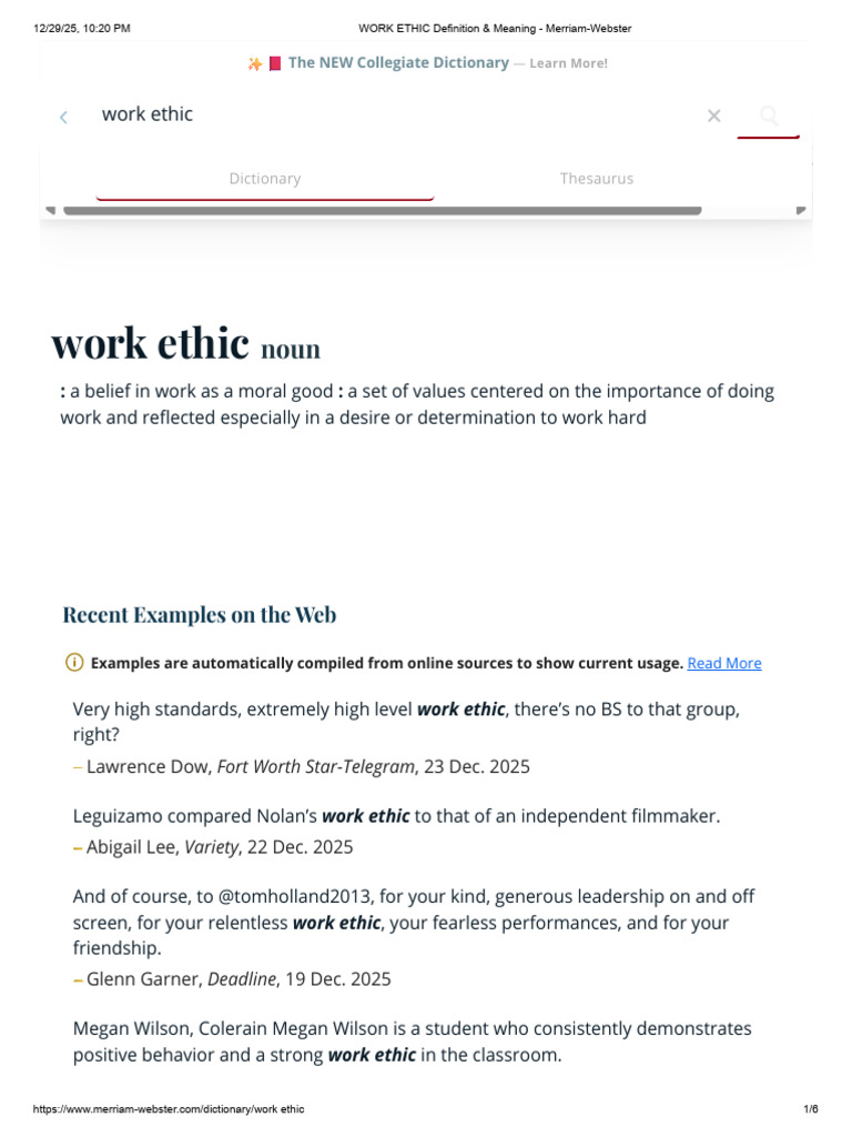 Work Ethic Definition and Examples | PDF | Reference Works | Lexicography