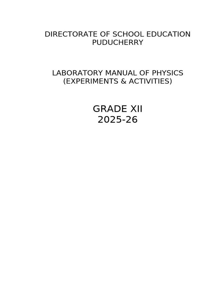Physics Lab Manual-xii Cbse-2025-26.Docx -Gokul (1) | PDF | P–N ...