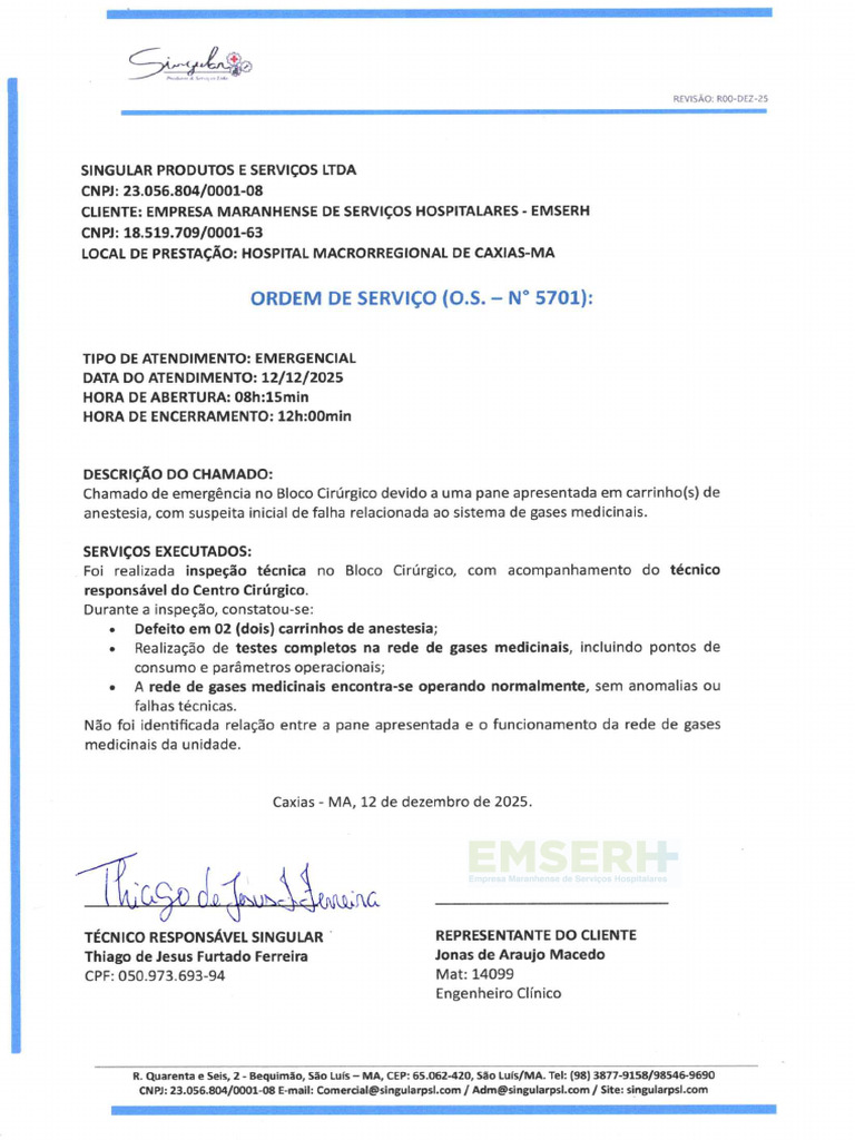 5701 Os Singular Hr Caxias (Chamado de Emergencia)-12!12!2025 | PDF