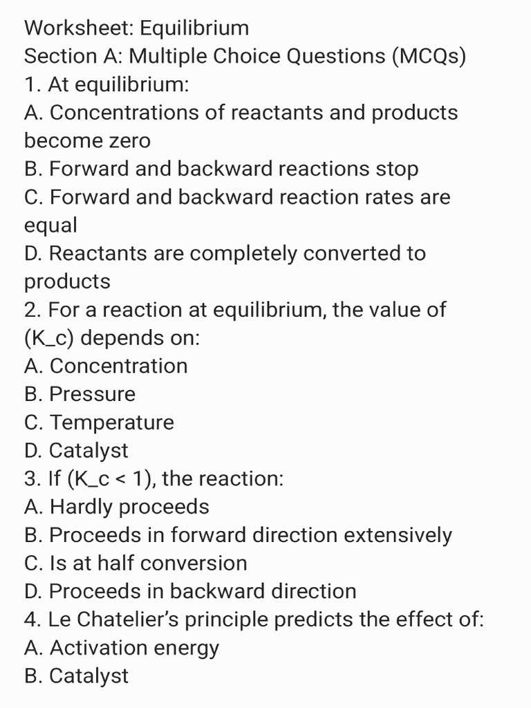 Worksheet On Equilibrium - 251126 - 175242 | PDF