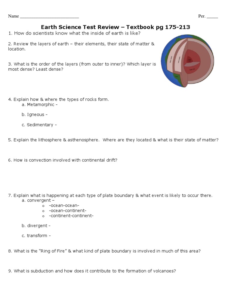 Earth Science Test Review | PDF | Science & Mathematics
