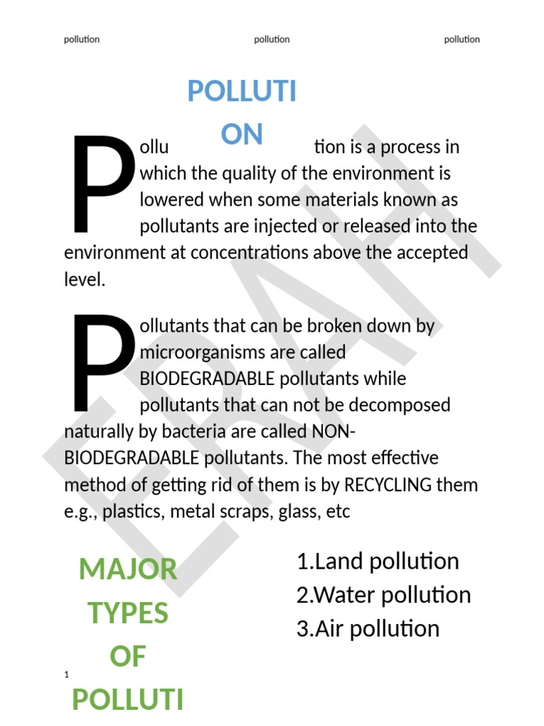 Types and Control of Pollution | PDF