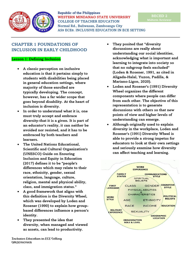 Foundations of Inclusive Education in ECE | PDF | Inclusion (Education ...