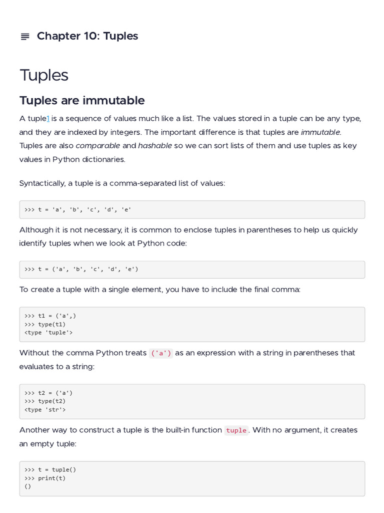 Understanding Python Tuples Basics Pdf Parameter Computer