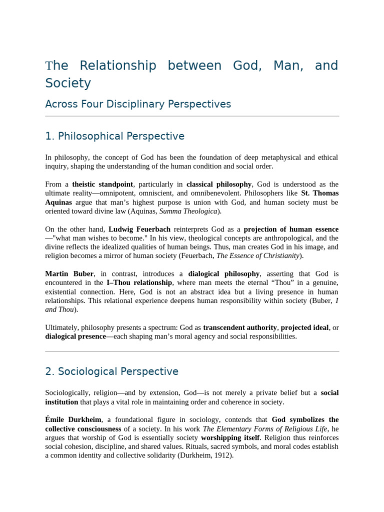 The Relationship Between God, Man, And Society | PDF | God | Divinity