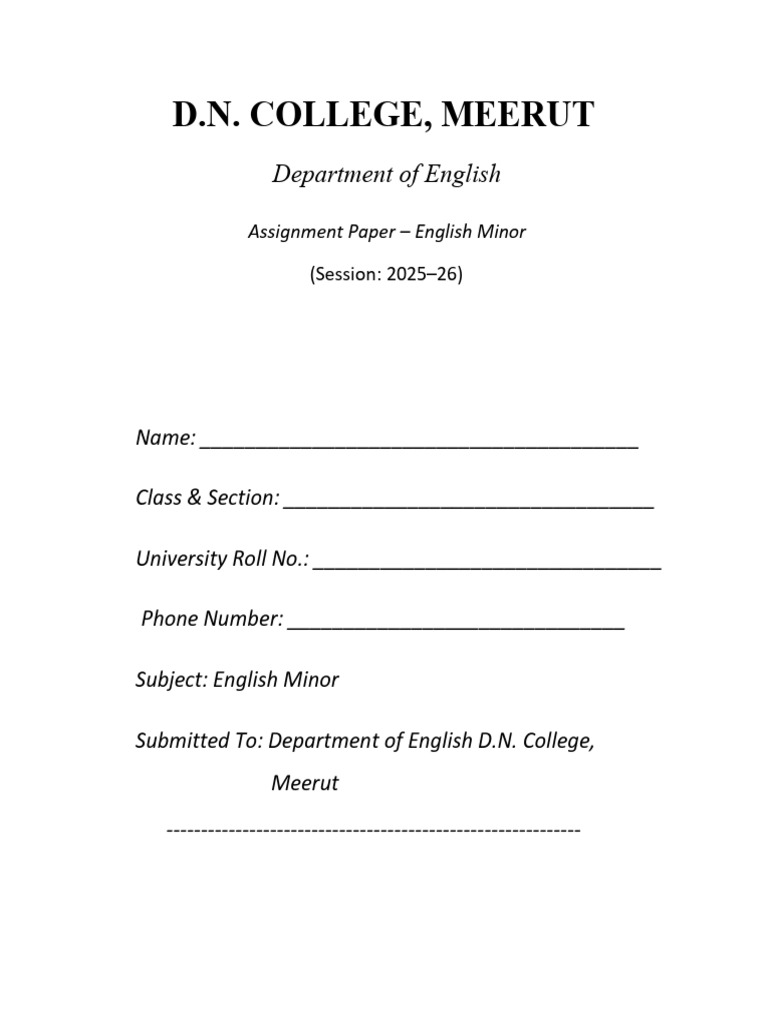 English Minor Assignment - D.N. College | PDF