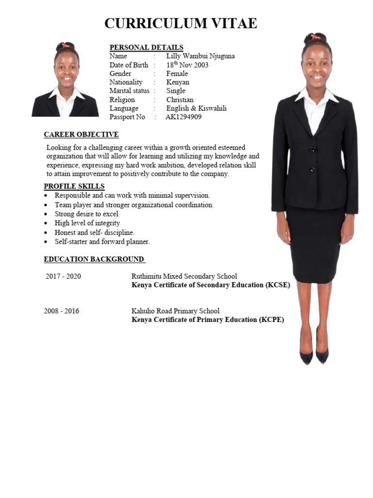 Lilly Wambui CV | PDF | Surveillance | Security Guard