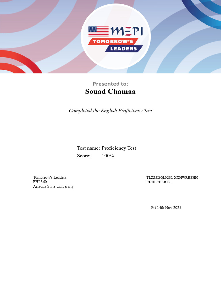 Certificate Souad Chamaa | PDF