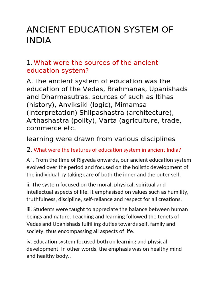 Ancient Education System of India | PDF