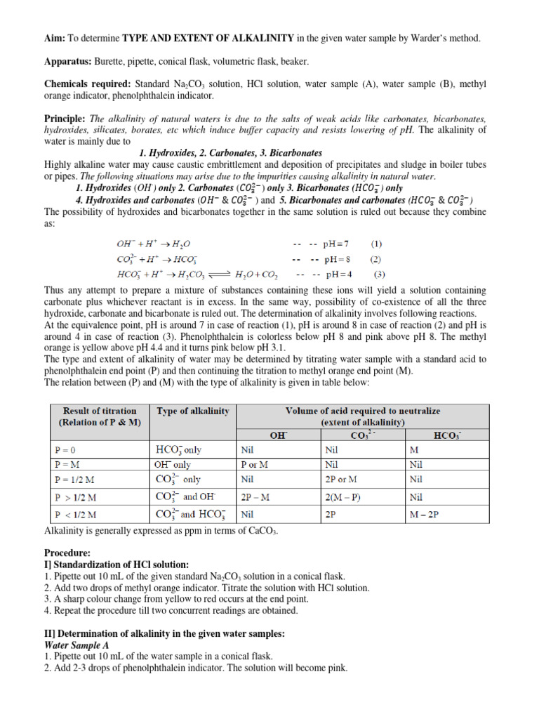 Measuring Water Alkalinity by Titration | PDF | Ph | Alkalinity