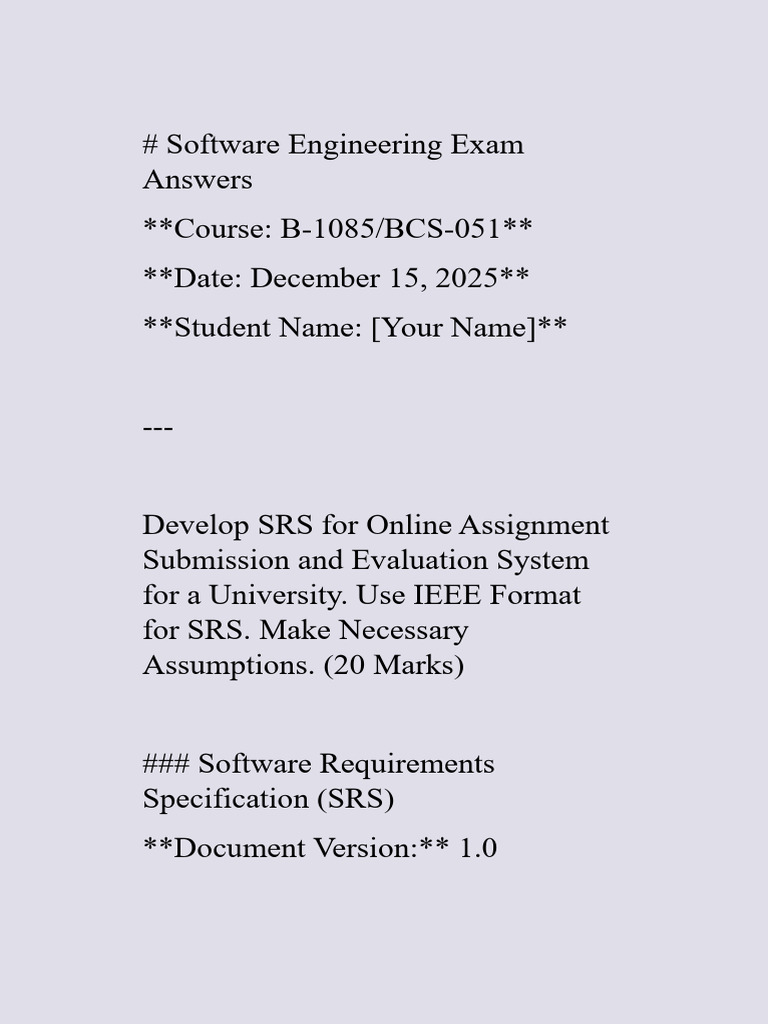Software Engineering Exam Answers | PDF