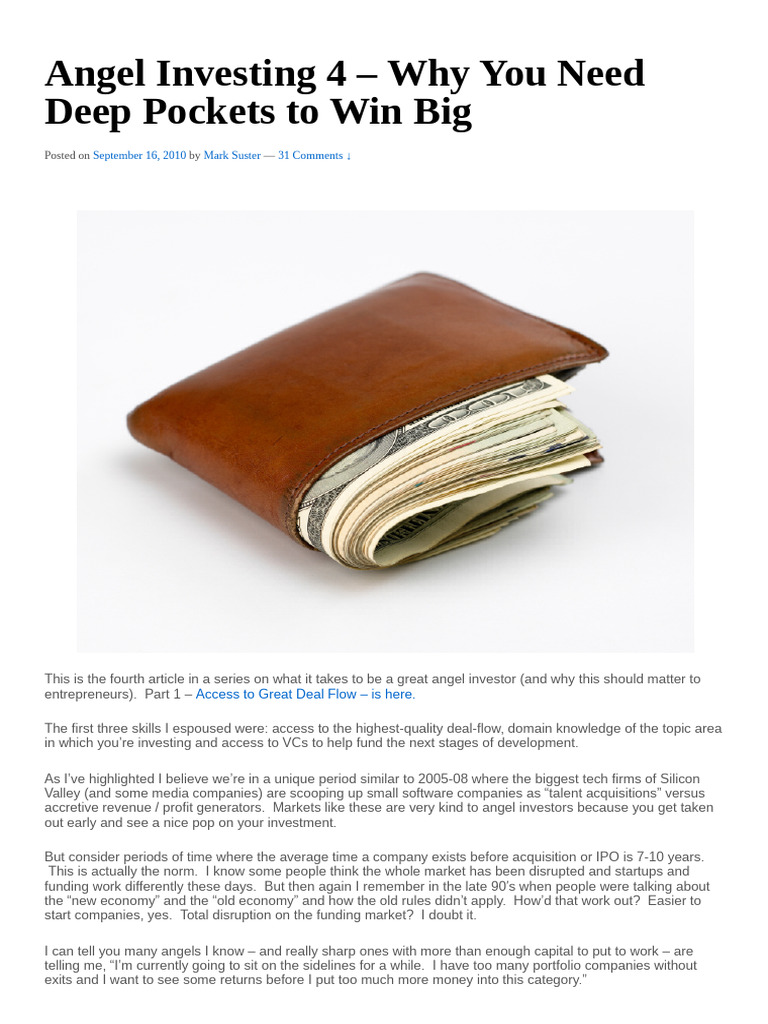 Angel Investing 4 – Why You Need Deep Pockets to Win Big | PDF | Poker ...