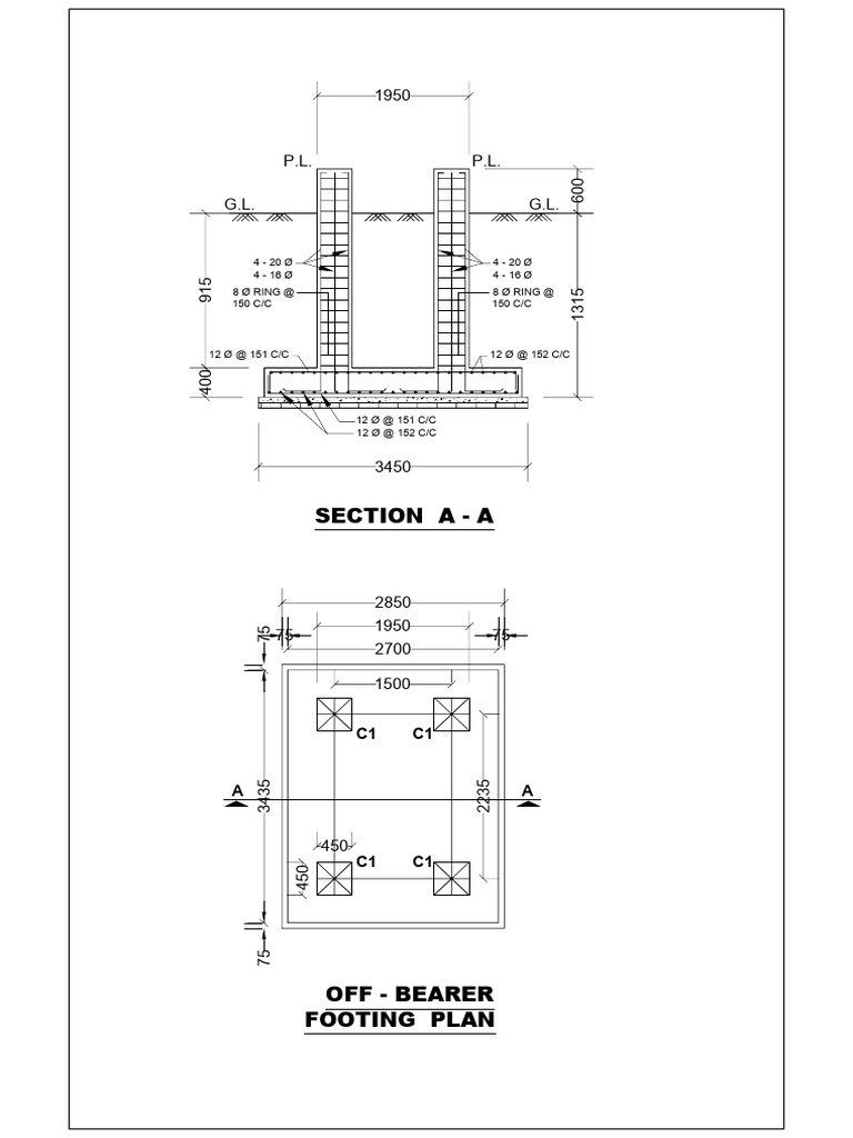 Mn2s Foundation Civil Layout DRG Off Bearer | PDF