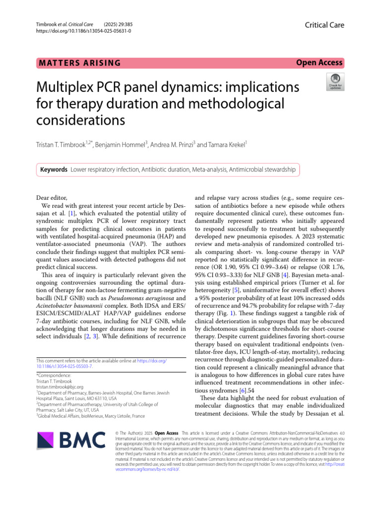 Multiplex PCR | PDF | Pneumonia | Hospital Acquired Infection