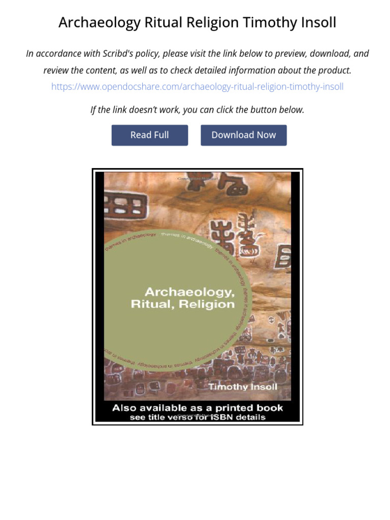 Archaeology Ritual Religion Timothy Insoll No Waiting Time | PDF ...