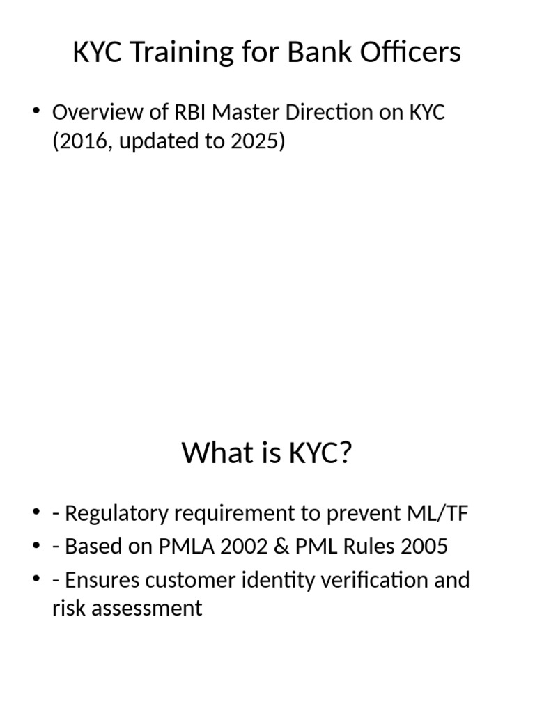 KYC Training Guide for Bank Officers | PDF | Business | Financial Services