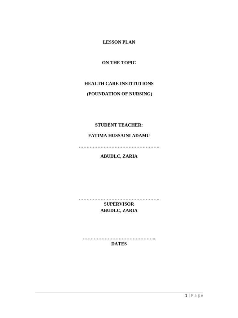 Lesson Plan Fatima Hussaini Adamu | PDF