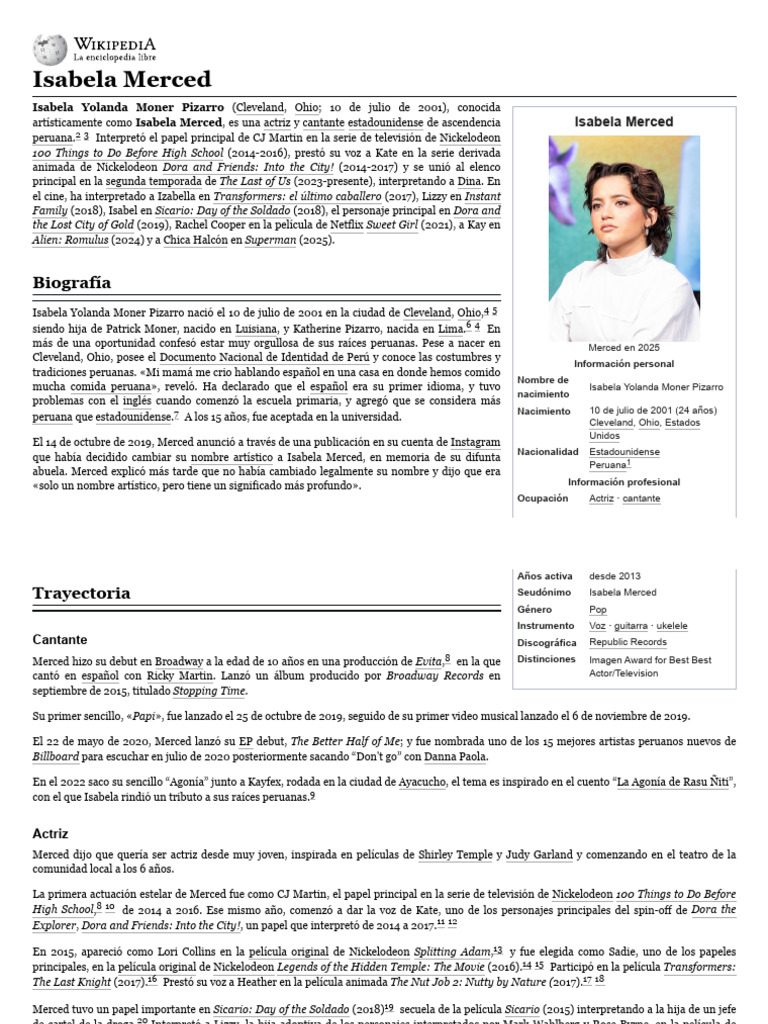 Isabela Merced - Wikipedia, la enciclopedia libre | PDF