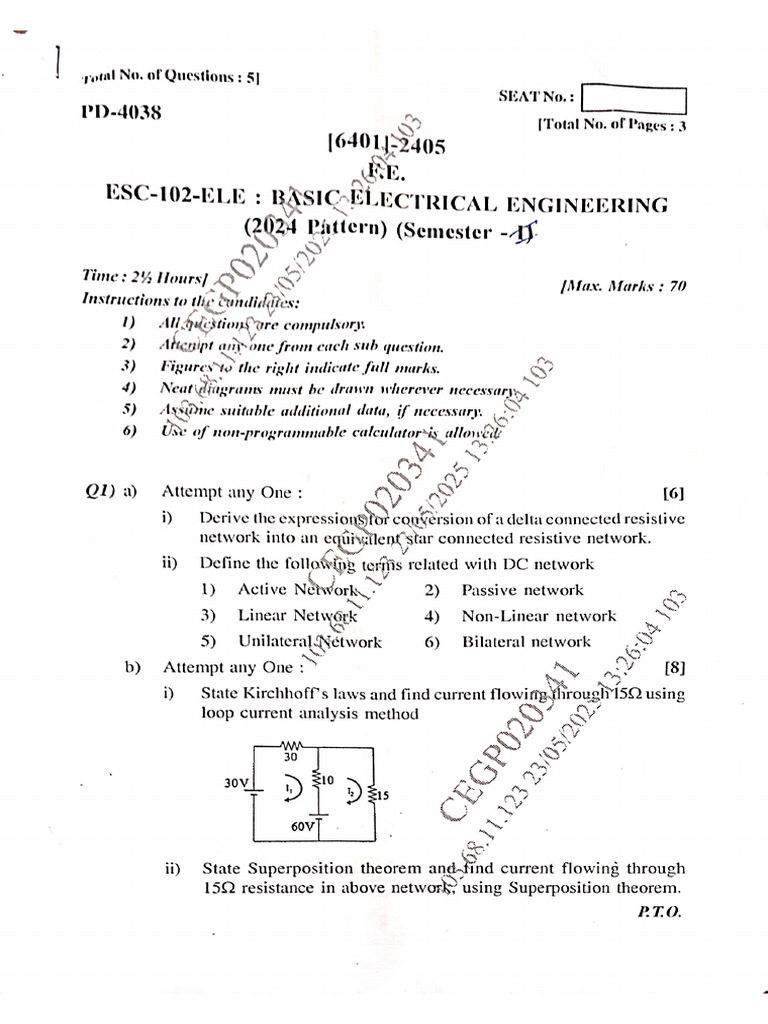 Sppu End Sem Exam Question Paper Sem - II | PDF
