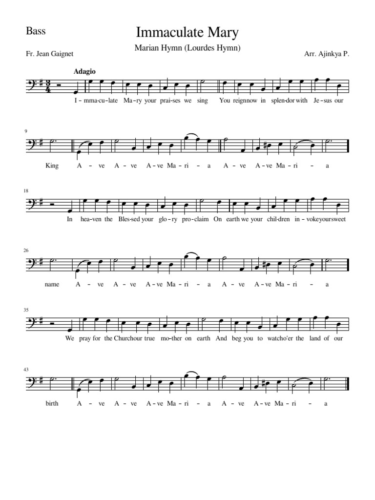 Immaculate Mary Hymn Arrangement | PDF
