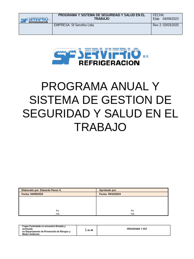 Programa de Seguridad y Salud Laboral | PDF | Seguridad y salud ...
