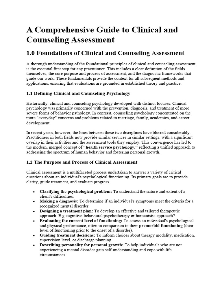 Clinical and Counseling Assessment | PDF | Mental Disorder | Insanity ...