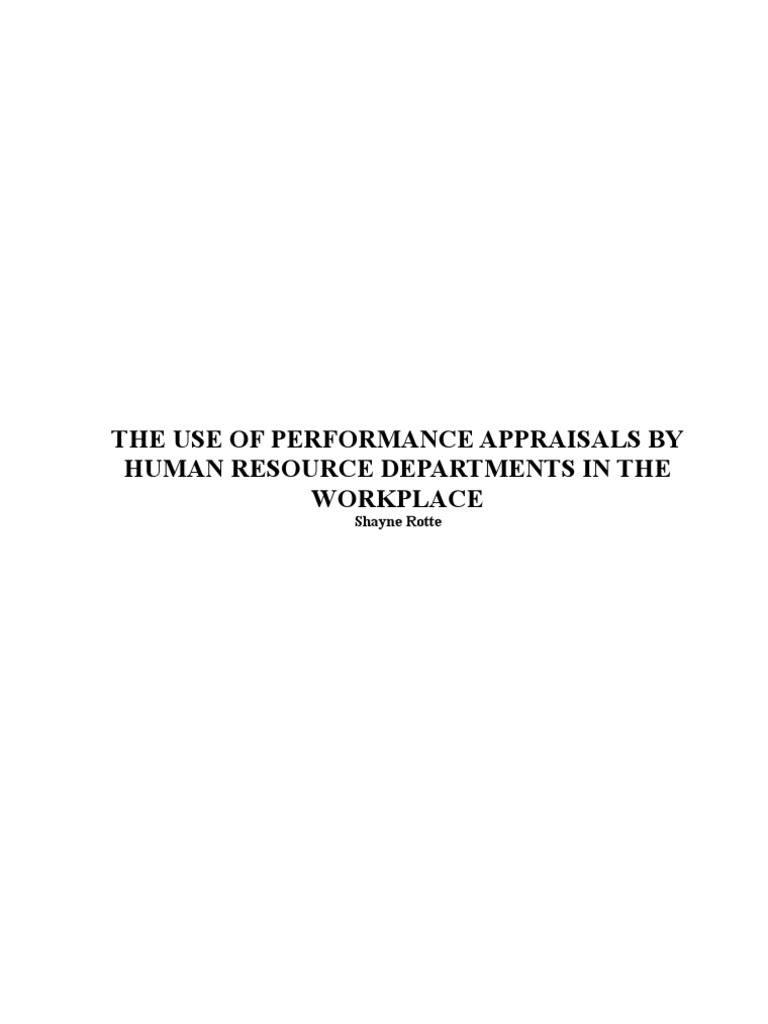 Business Management THE USE OF PERFORMANCE APPRAISALS BY HUMAN 