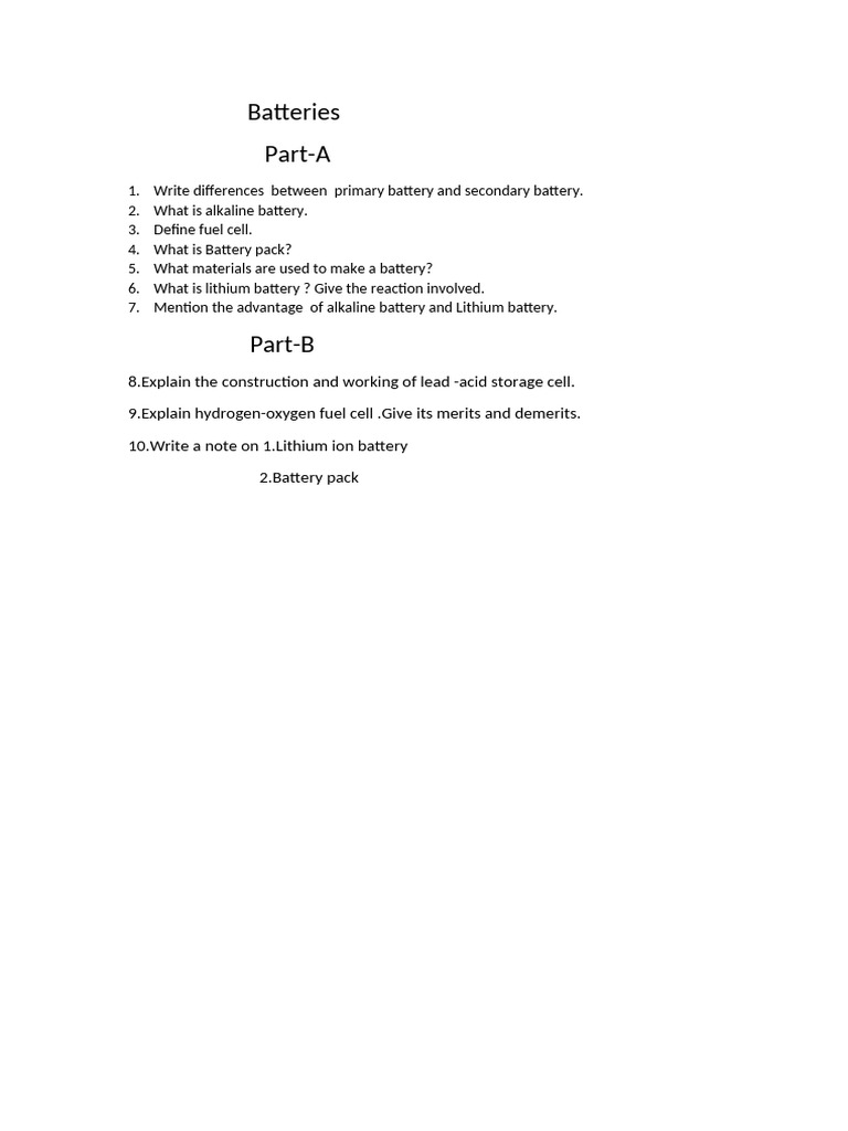 Battery Types and Technologies Explained | PDF