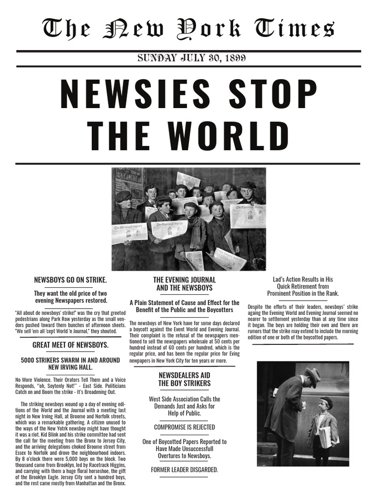 Newsboys Strike in New York, 1899 | PDF | Social Conflict | Protest