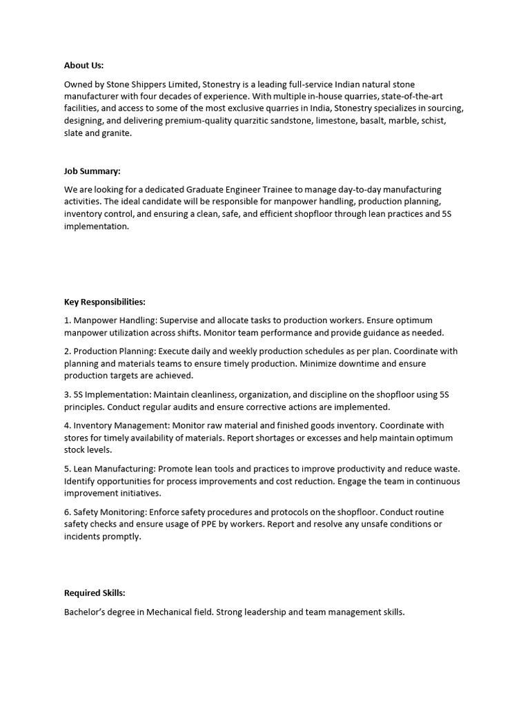 Gratuate Trainee Engineer | PDF