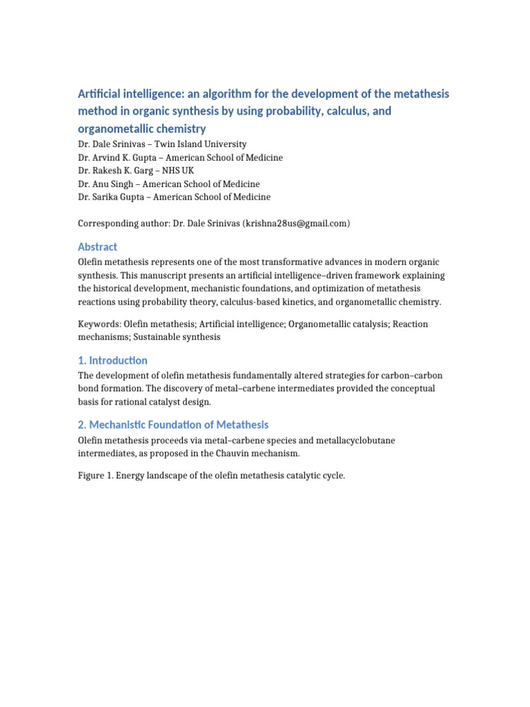 AI Metathesis Method Elsevier | PDF | Catalysis | Physical Chemistry