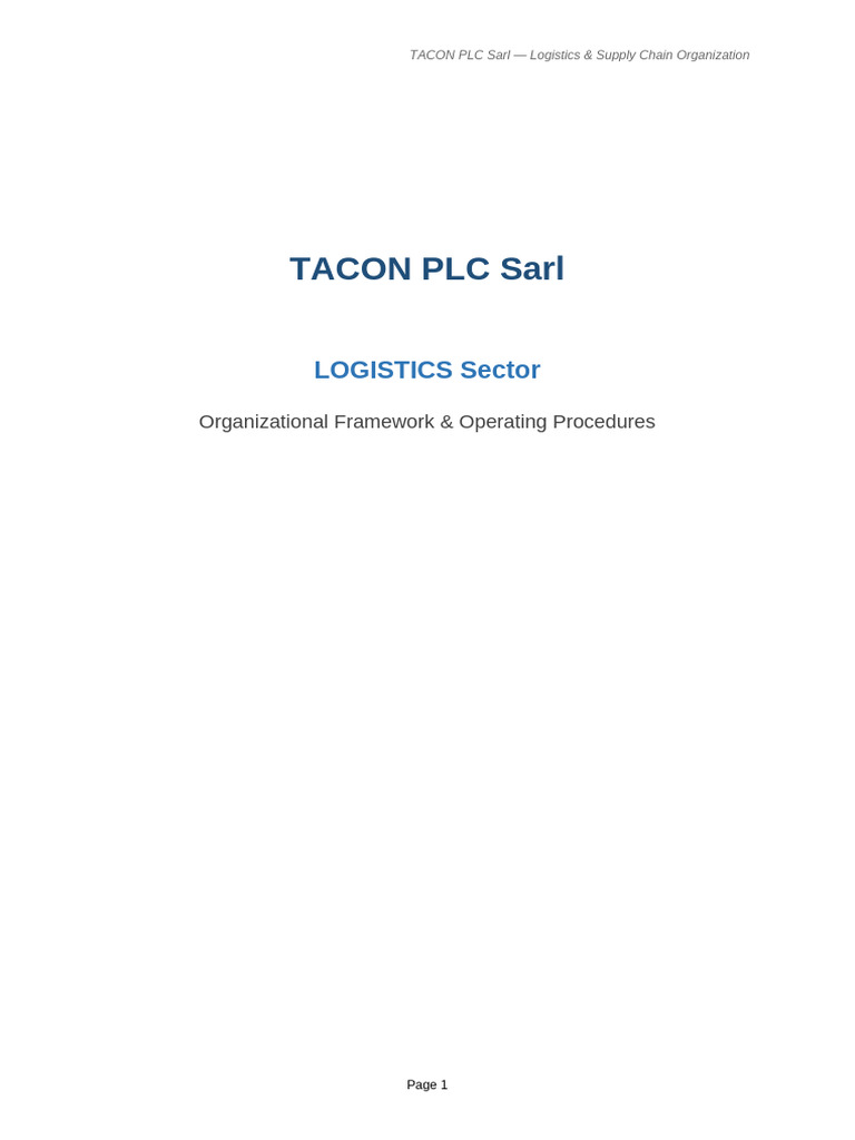 TACON Logistics Organization Framework | PDF | Supply Chain ...